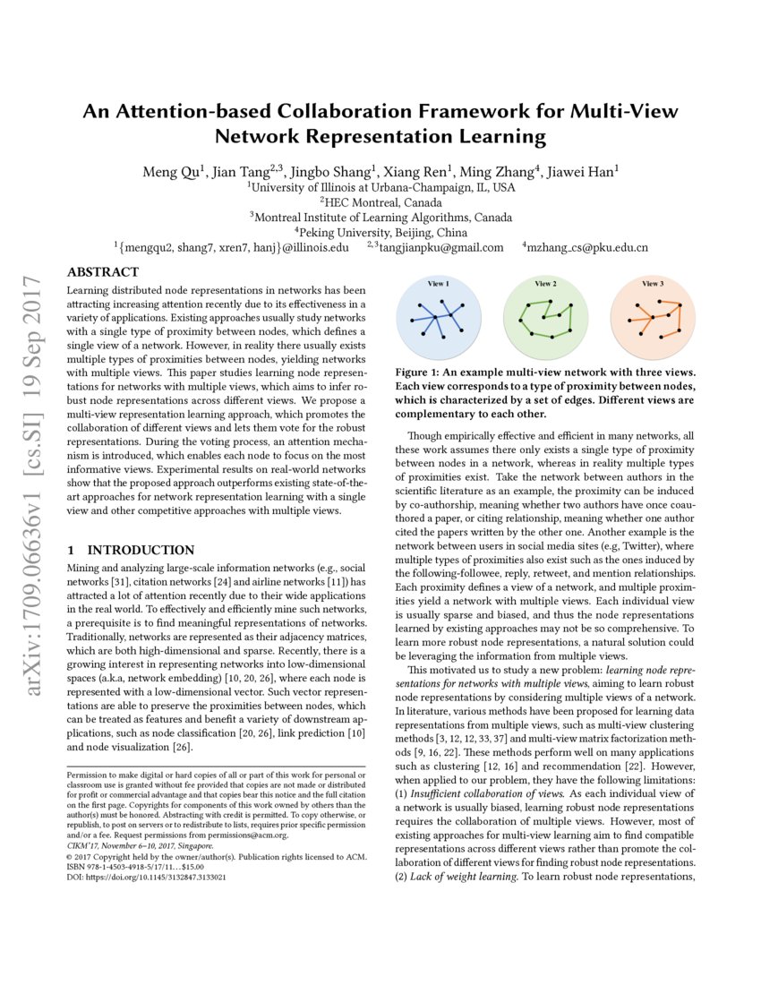 An Attention-based Collaboration Framework for Multi-View Network Representation Learning | DeepAI
