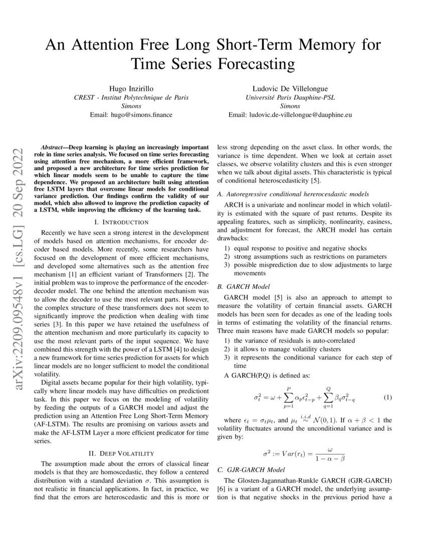 An Attention Free Long Short-Term Memory for Time Series Forecasting | DeepAI
