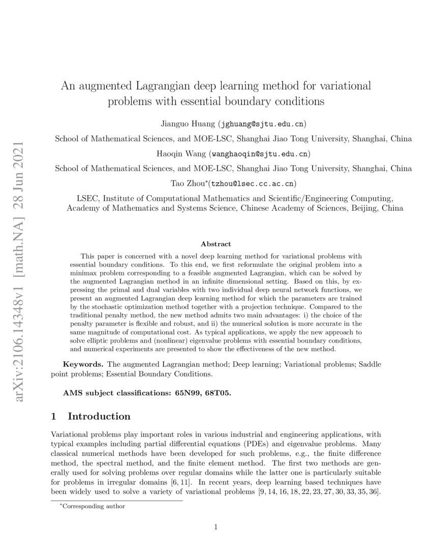 An Augmented Lagrangian Deep Learning Method For Variational Problems