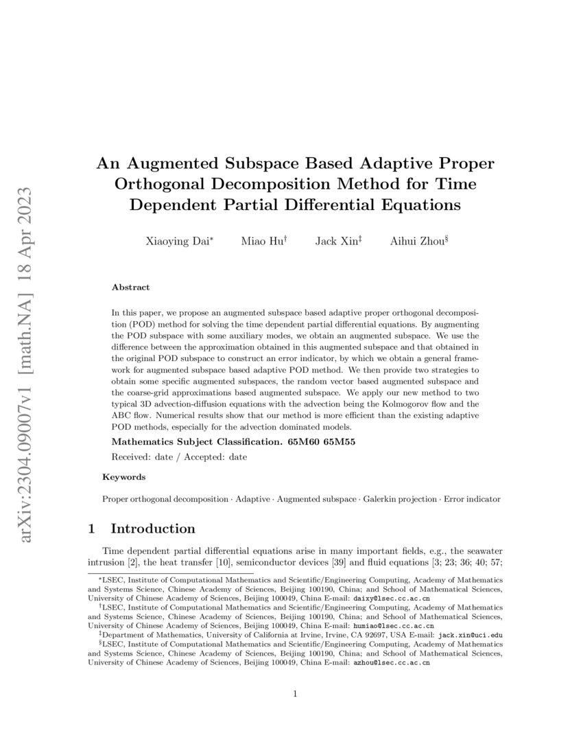 An Augmented Subspace Based Adaptive Proper Orthogonal Decomposition