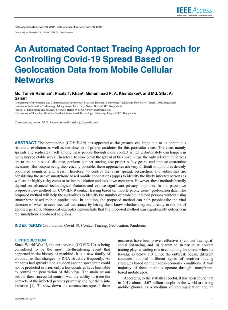 An Automated Contact Tracing Approach for Controlling Covid-19 Spread ...
