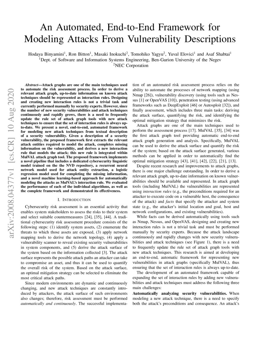 An Automated End To End Framework For Modeling Attacks From Vulnerability Descriptions Deepai
