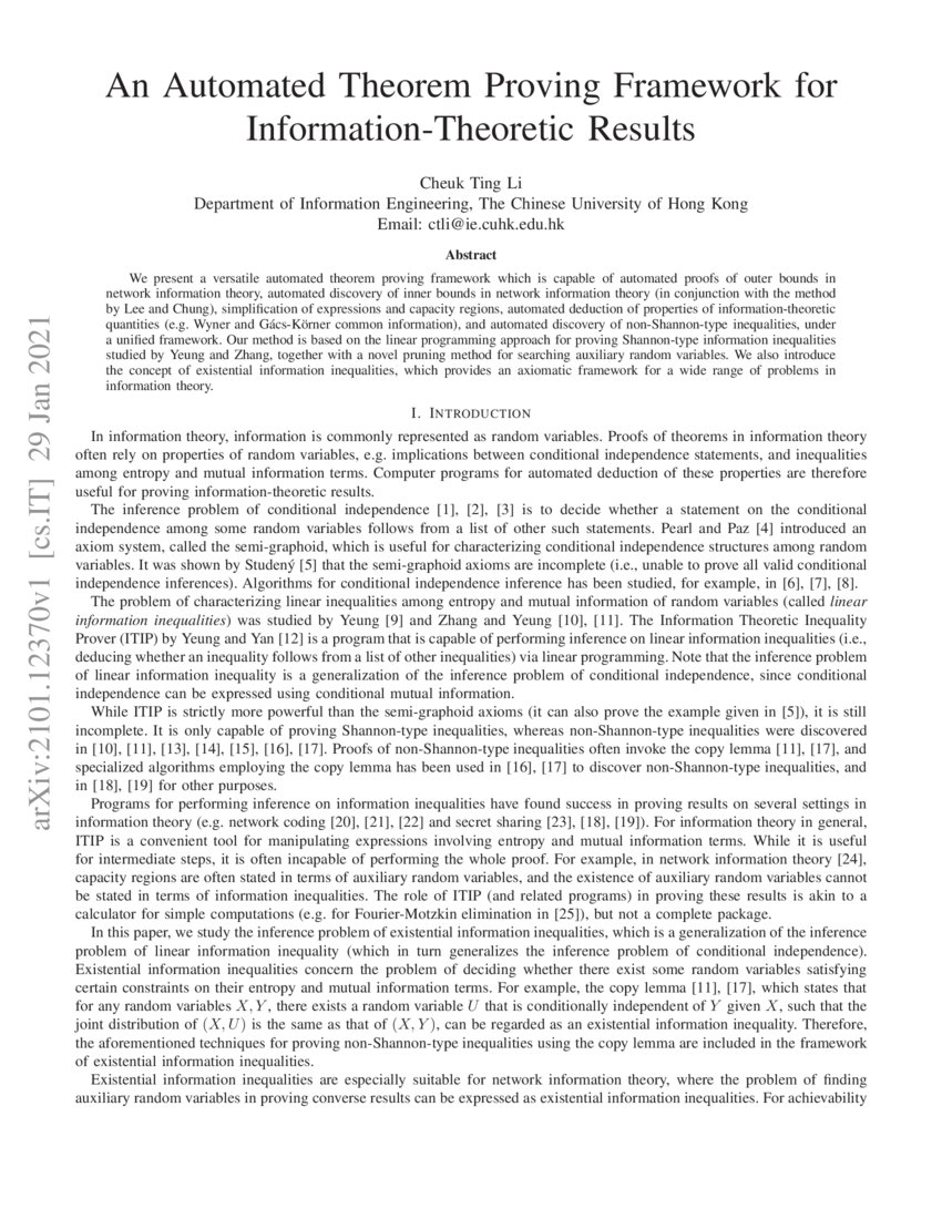 An Automated Theorem Proving Framework For Information Theoretic 2442