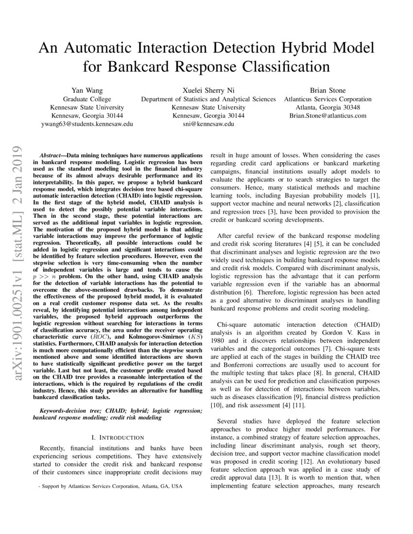 An Automatic Interaction Detection Hybrid Model for Bankcard Response ...