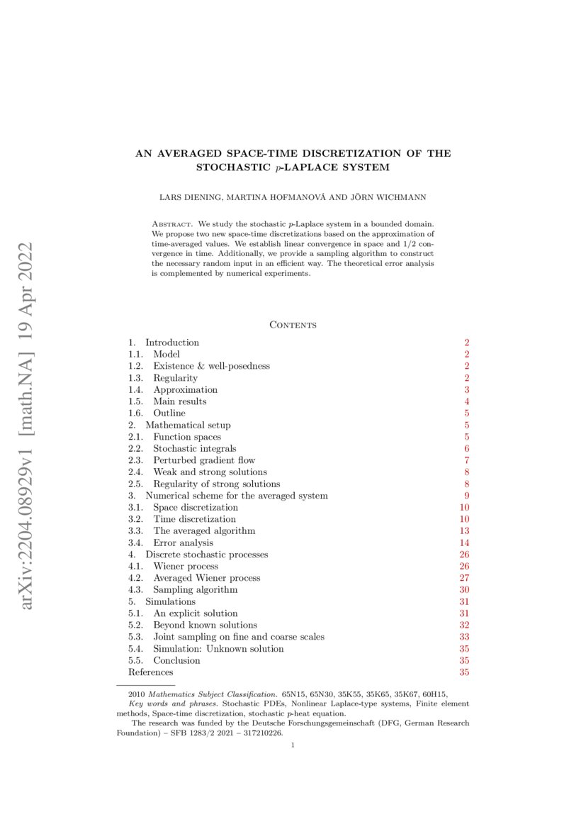 An averaged space-time discretization of the stochastic p-Laplace system | DeepAI