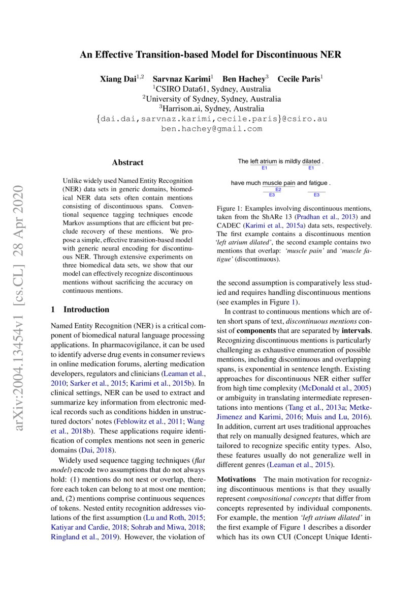 An Effective Transition Based Model For Discontinuous Ner Deepai