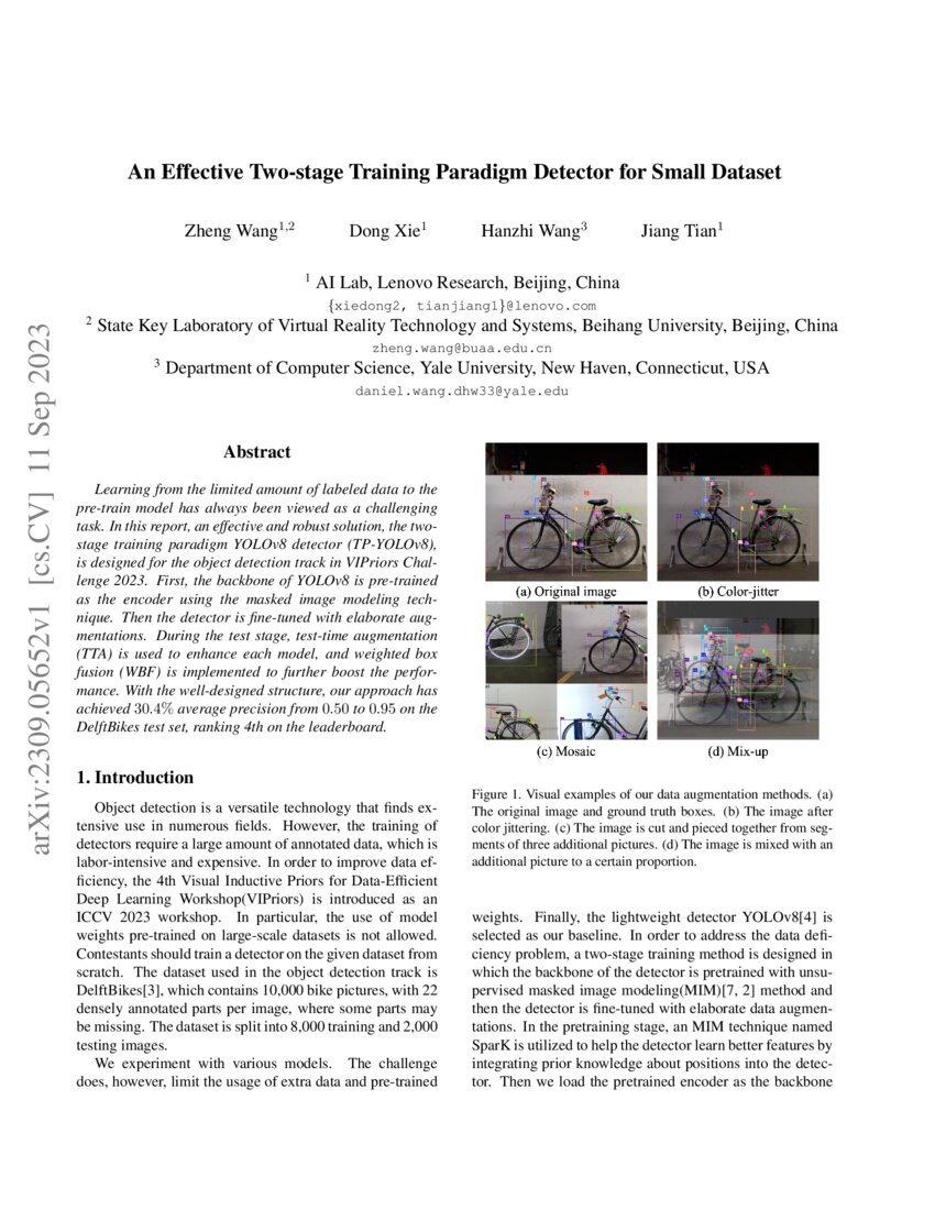 An Effective Two-stage Training Paradigm Detector for Small Dataset | DeepAI
