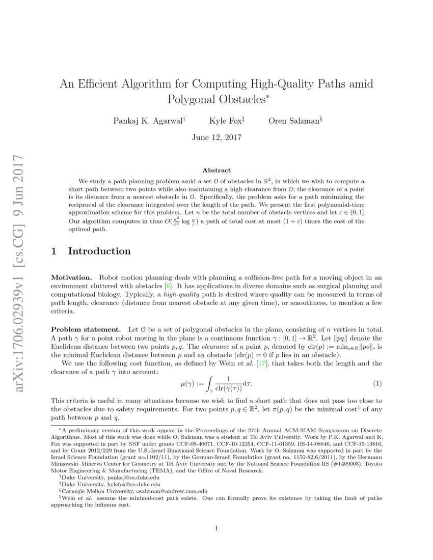 An Efficient Algorithm For Computing High Quality Paths Amid Polygonal