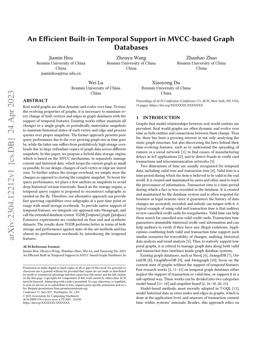 An Efficient Built In Temporal Support In Mvcc Based Graph Databases Deepai 4419