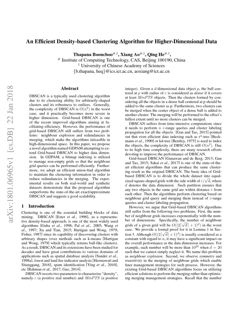 An Efficient Density Based Clustering Algorithm For Higher Dimensional Data Deepai