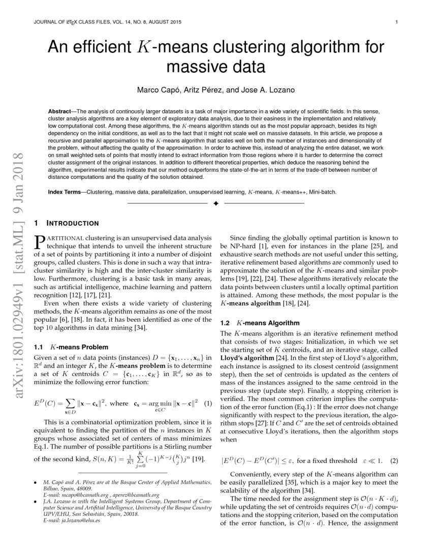 An efficient K -means clustering algorithm for massive data | DeepAI