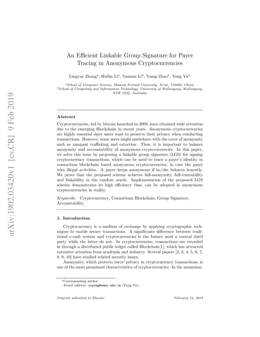 An Efficient Linkable Group Signature For Payer Tracing In Anonymous
