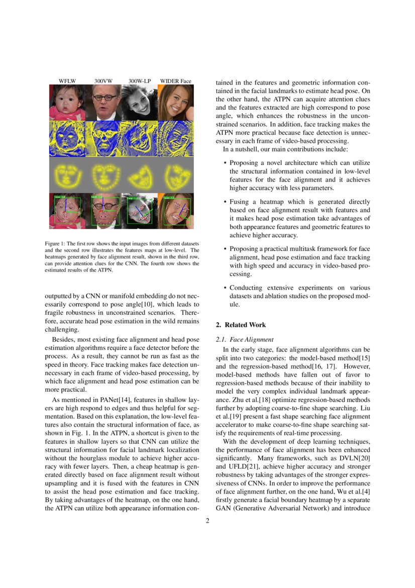 An Efficient Multitask Neural Network For Face Alignment Head Pose Estimation And Face Tracking