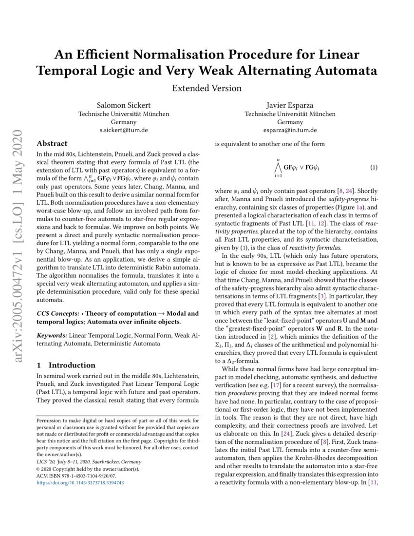 An Efficient Normalisation Procedure for Linear Temporal Logic and Very ...