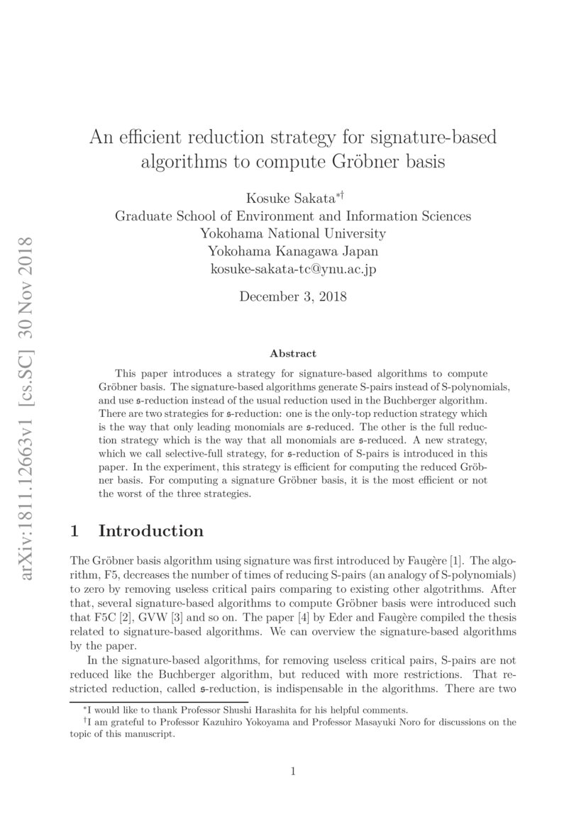 An Efficient Reduction Strategy For Signature Based Algorithms To Compute Groebner Basis Deepai