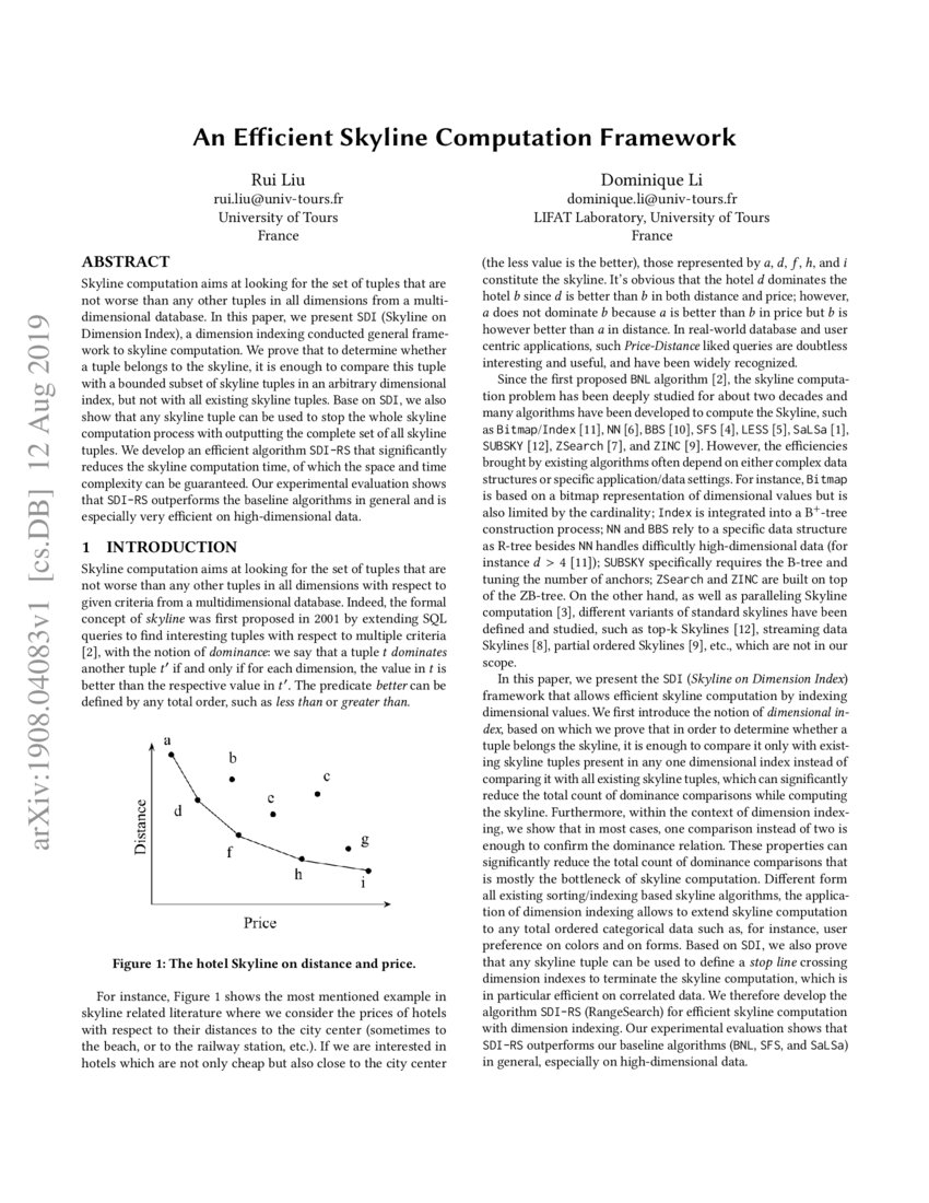 An Efficient Skyline Computation Framework Deepai