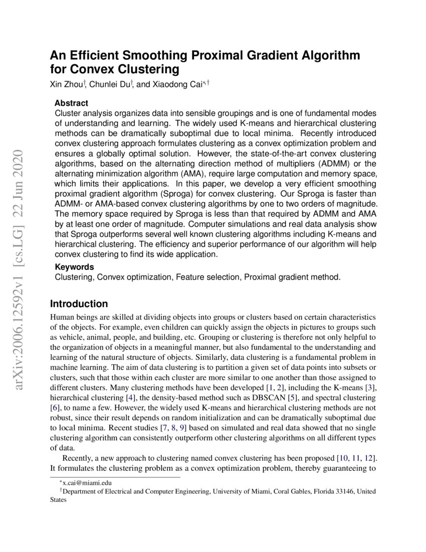 An Efficient Smoothing Proximal Gradient Algorithm For Convex Clustering Deepai