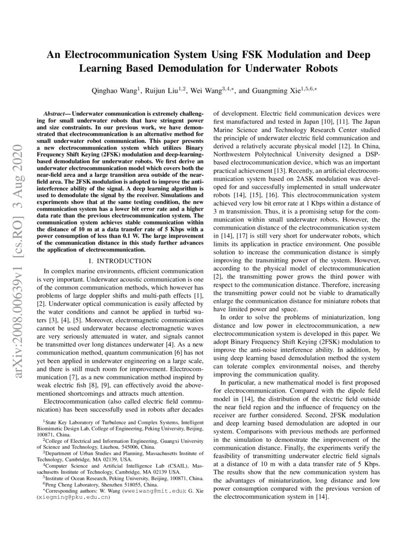 An Electrocommunication System Using Fsk Modulation And Deep Learning