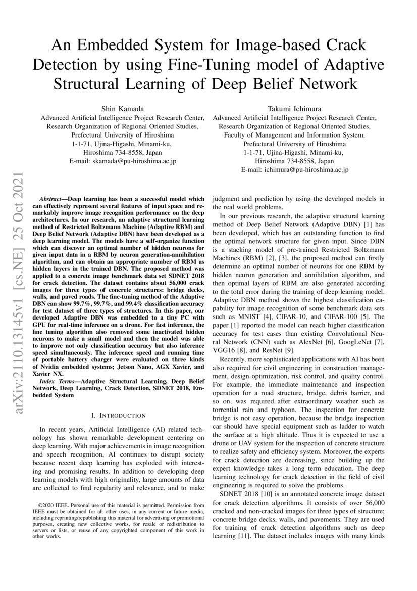 An Embedded System For Image Based Crack Detection By Using Fine Tuning