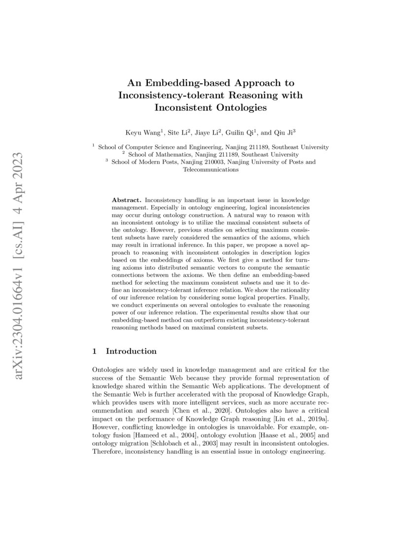 An Embedding Based Approach To Inconsistency Tolerant Reasoning With Inconsistent Ontologies 