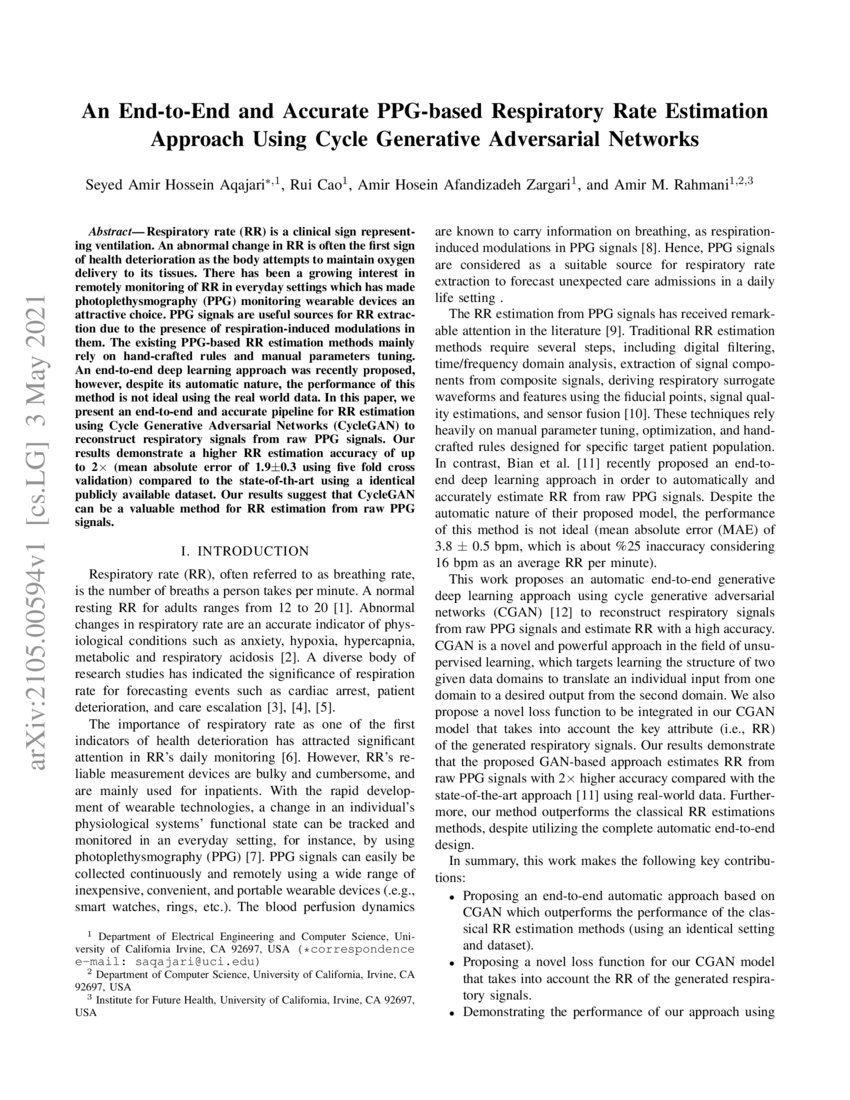 An End To End And Accurate Ppg Based Respiratory Rate Estimation