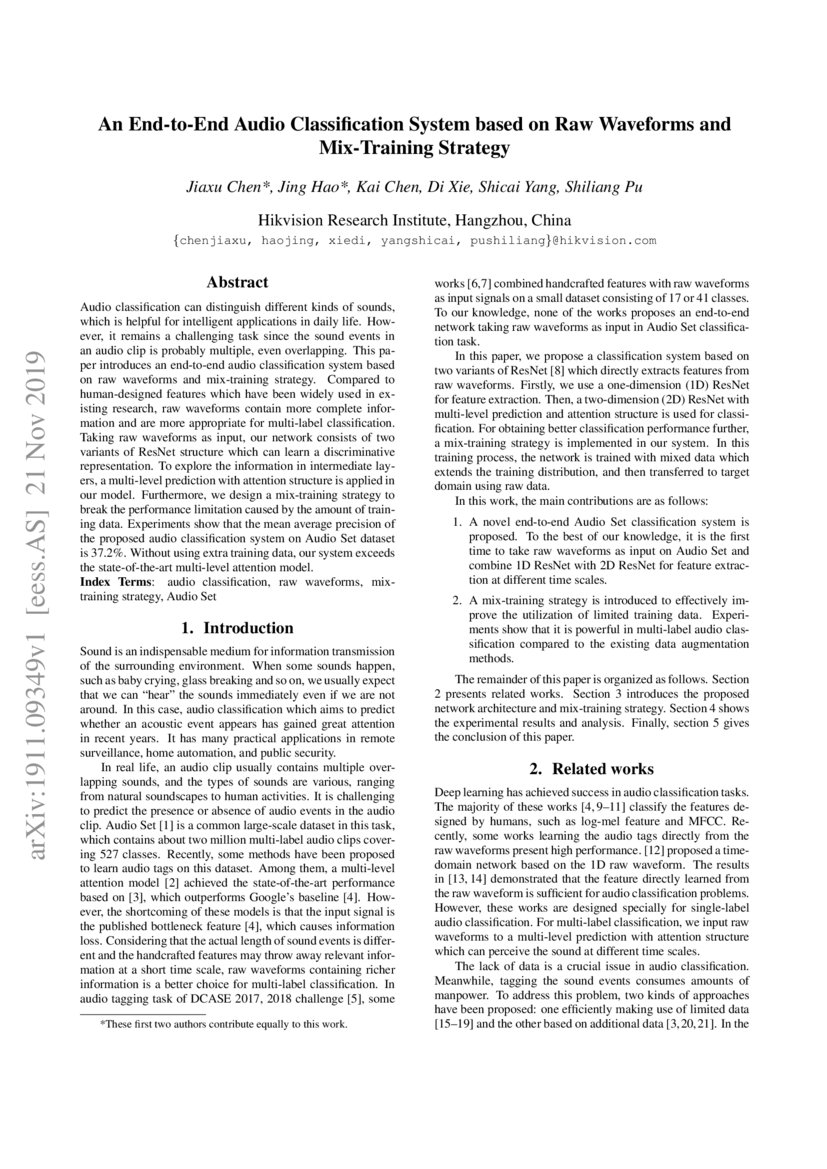 An End-to-End Audio Classification System based on Raw Waveforms and ...