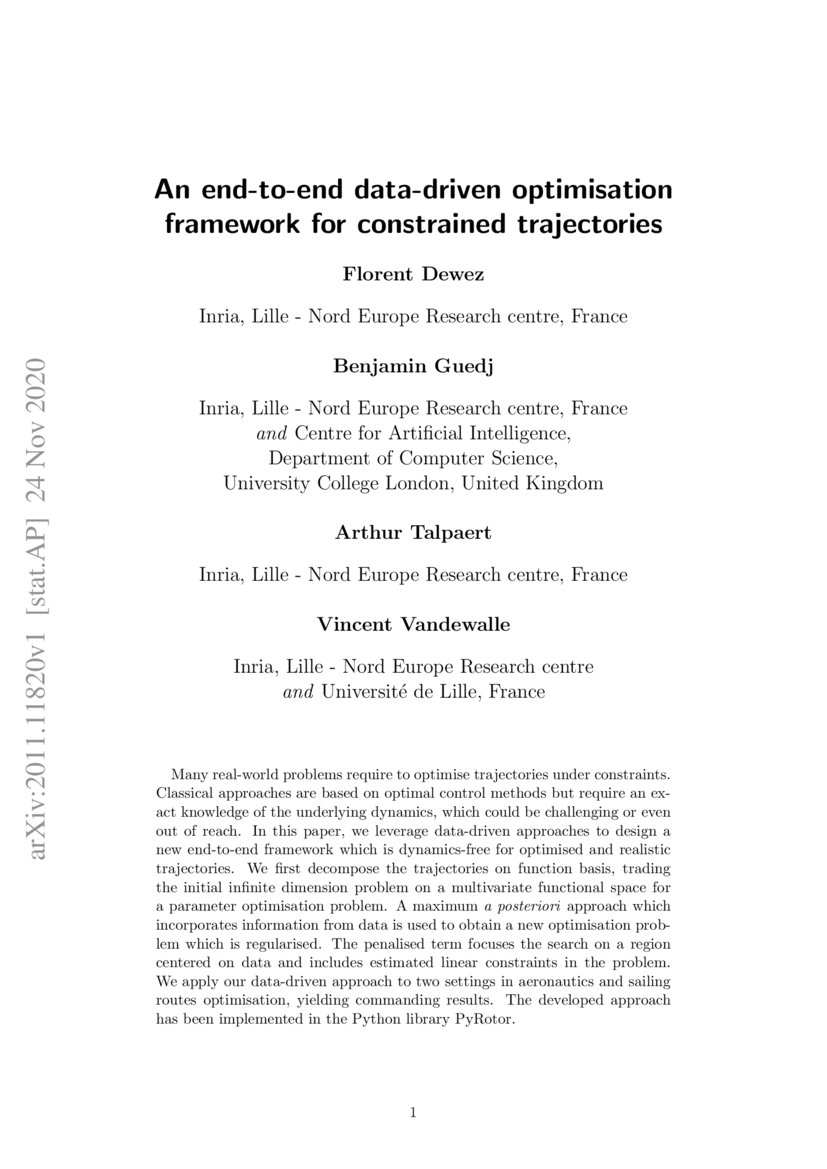 An End To End Data Driven Optimisation Framework For Constrained Trajectories Deepai 