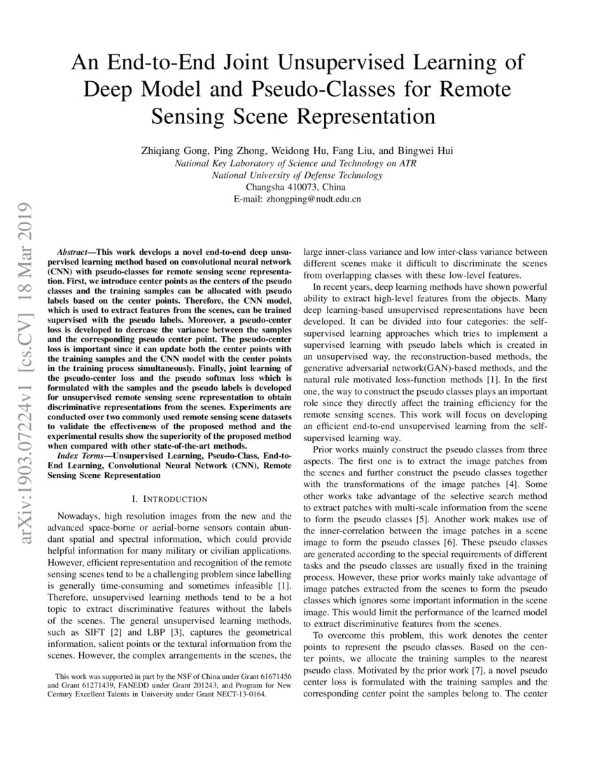 An End To End Joint Unsupervised Learning Of Deep Model And Pseudo Classes For Remote Sensing