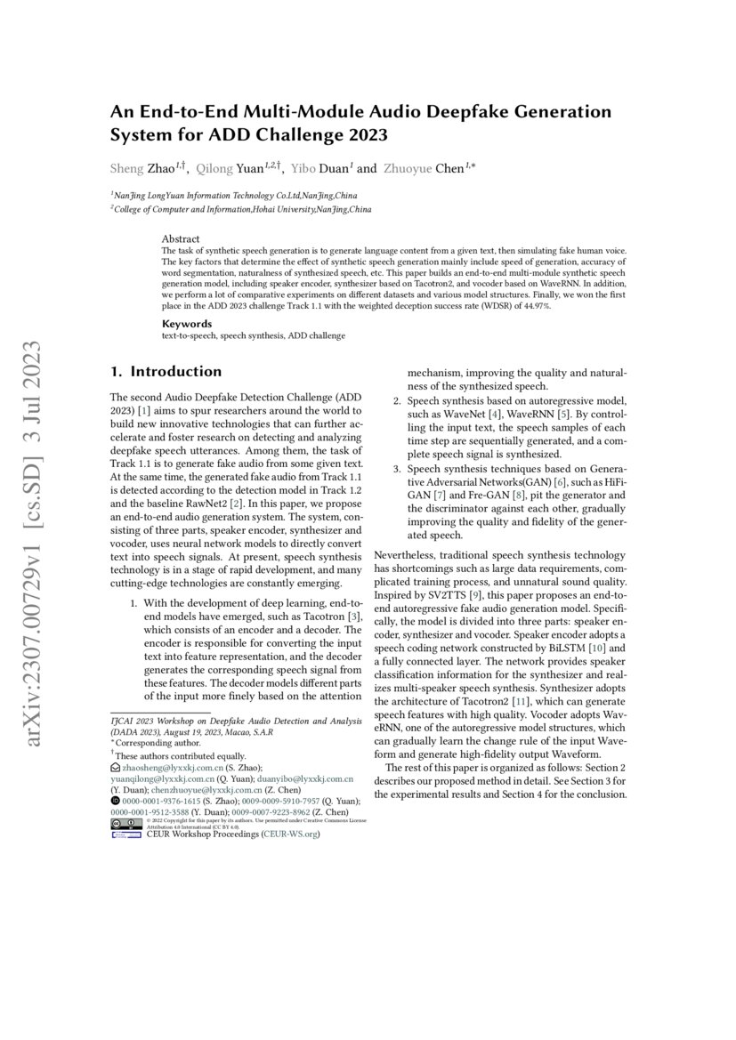 An End-to-End Multi-Module Audio Deepfake Generation System for ADD ... An End-to-End Multi-Module Audio Deepfake Generation System for ADD ...