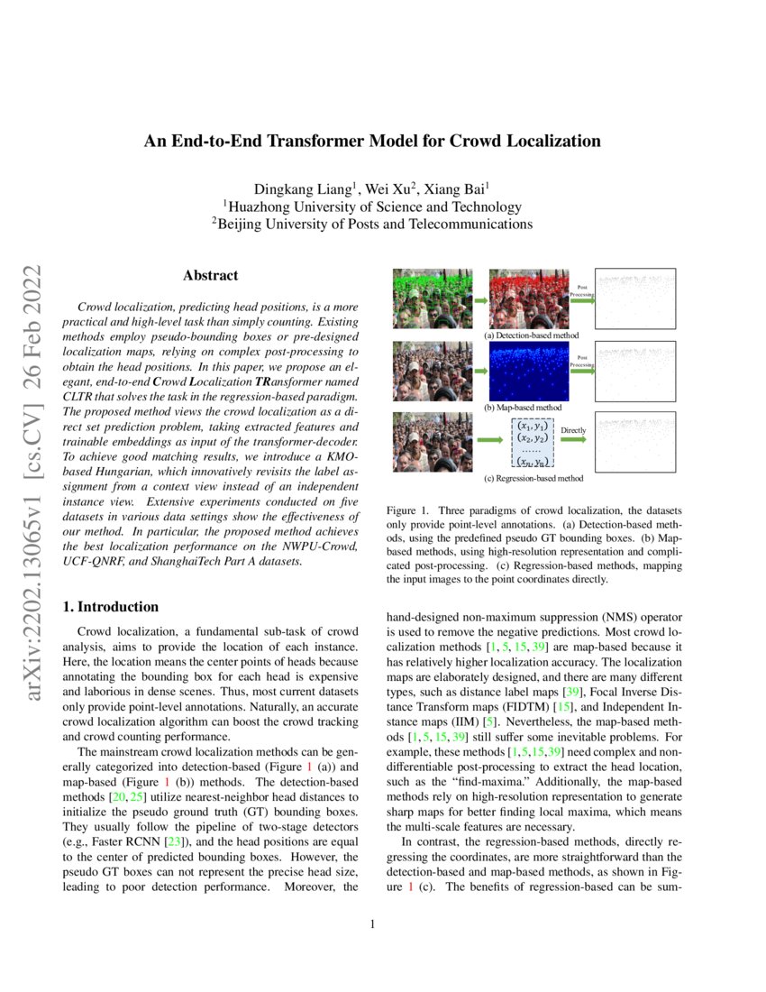 An End-to-End Transformer Model for Crowd Localization | DeepAI