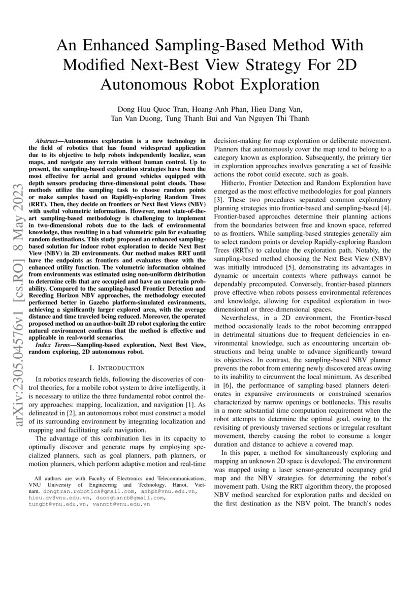 An Enhanced Sampling Based Method With Modified Next Best View Strategy