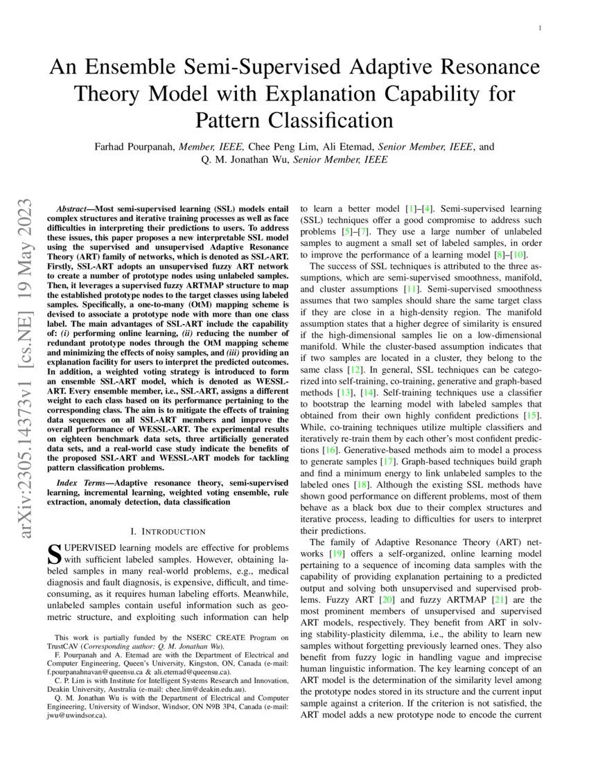 An Ensemble Semi Supervised Adaptive Resonance Theory Model With