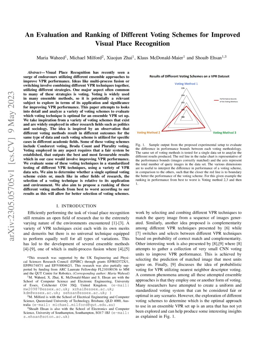 An Evaluation And Ranking Of Different Voting Schemes For Improved Visual Place Recognition Deepai
