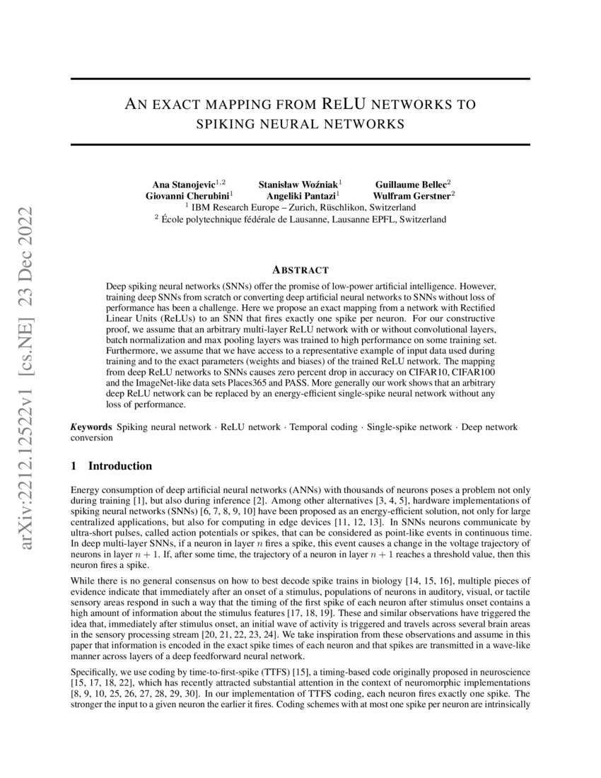 An Exact Mapping From Relu Networks To Spiking Neural Networks Deepai 7033