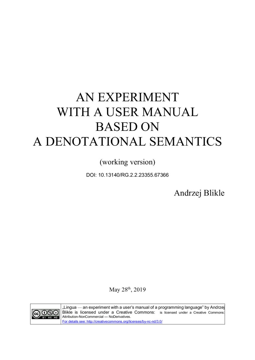 An Experiment With A User Manual Of A Programming Language Based On A An Experiment With A User Manual Of A Programming Language Based On A