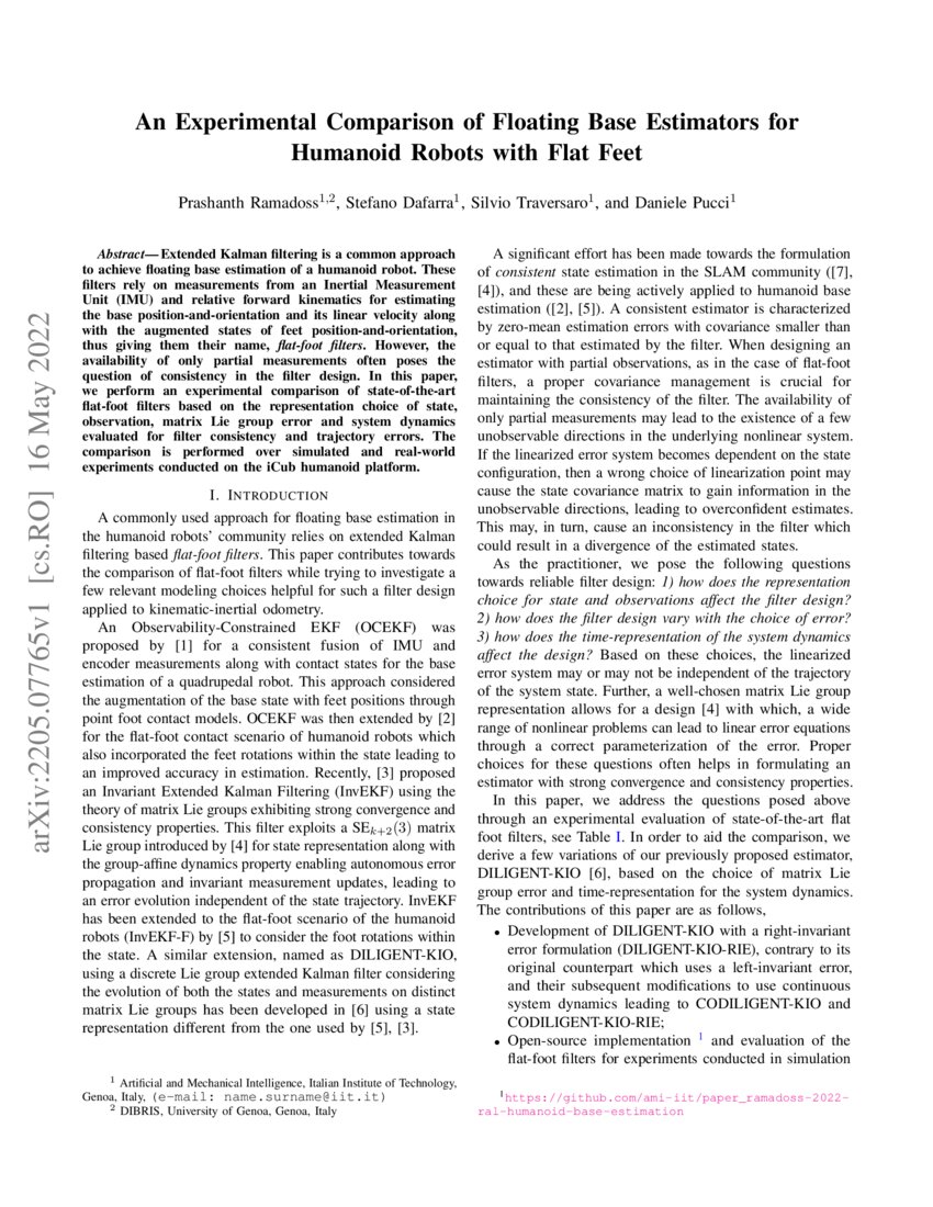 An Experimental Comparison of Floating Base Estimators for Humanoid ...