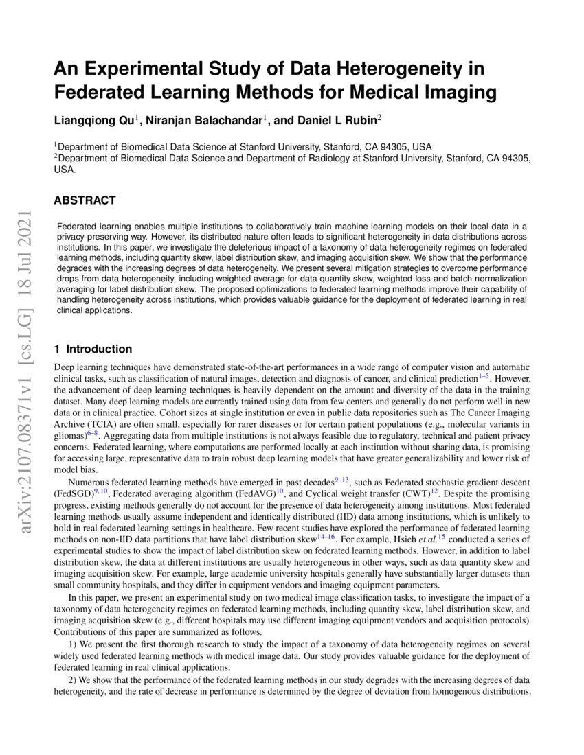 An Experimental Study of Data Heterogeneity in Federated Learning ...