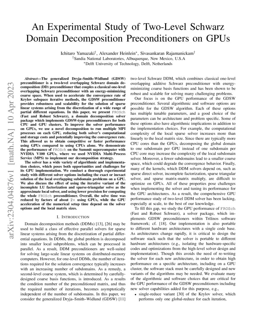 An Experimental Study of Two-Level Schwarz Domain Decomposition ... An Experimental Study of Two-Level Schwarz Domain Decomposition ...