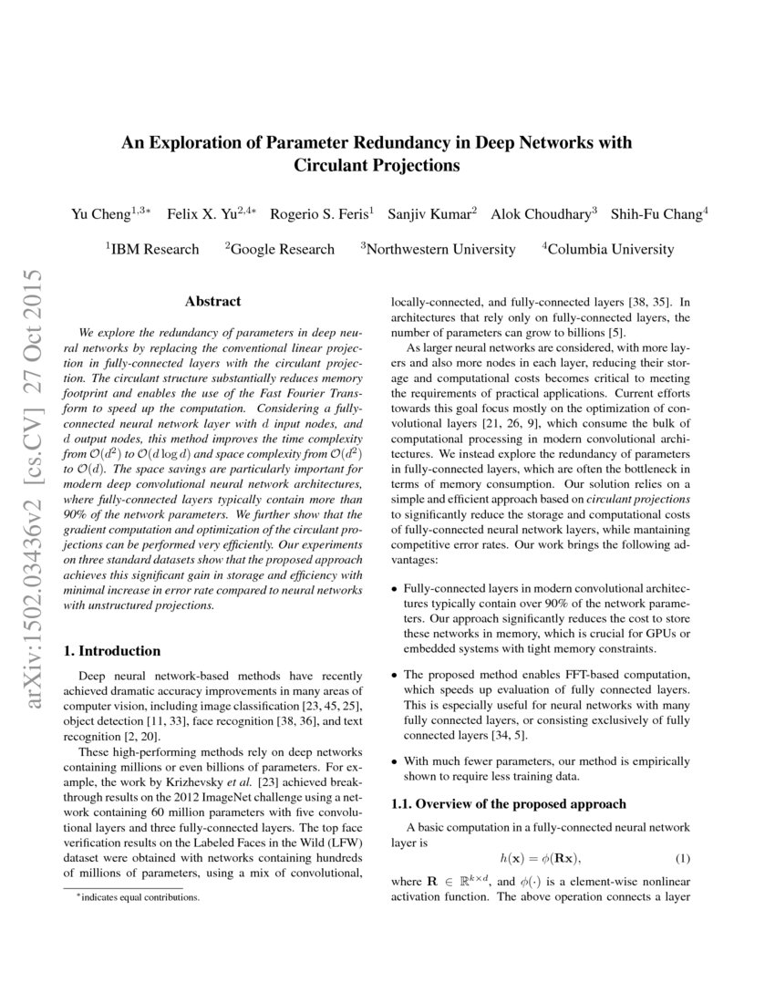 An exploration of parameter redundancy in deep networks with circulant projections | DeepAI