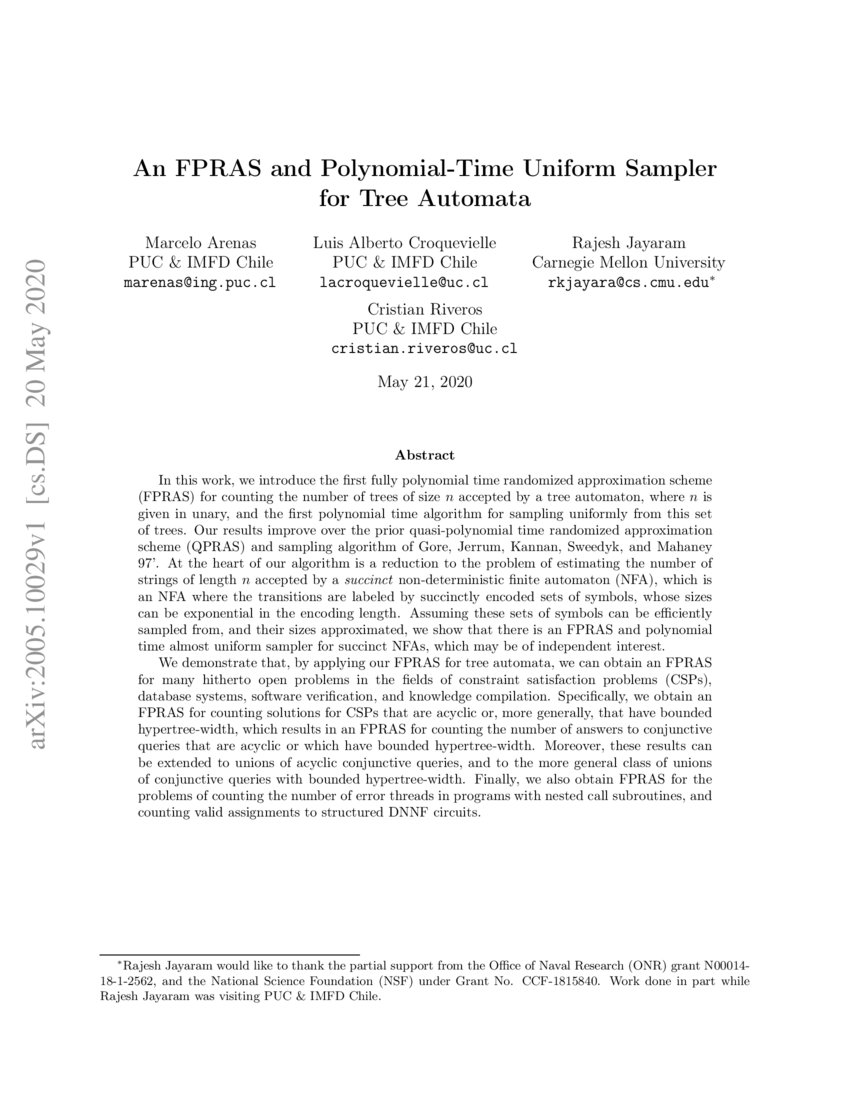 An FPRAS and Polynomial-Time Uniform Sampler for Tree Automata | DeepAI