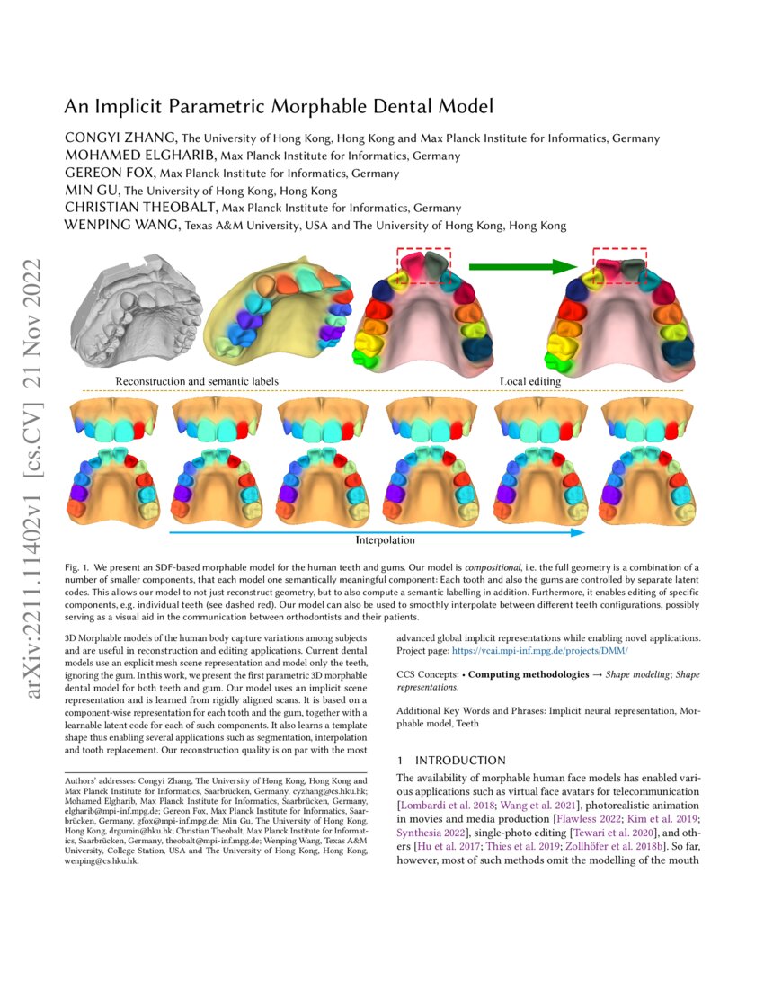 An Implicit Parametric Morphable Dental Model | DeepAI