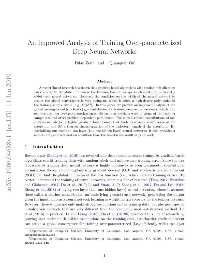 An Improved Analysis of Training Over-parameterized Deep Neural Networks | DeepAI