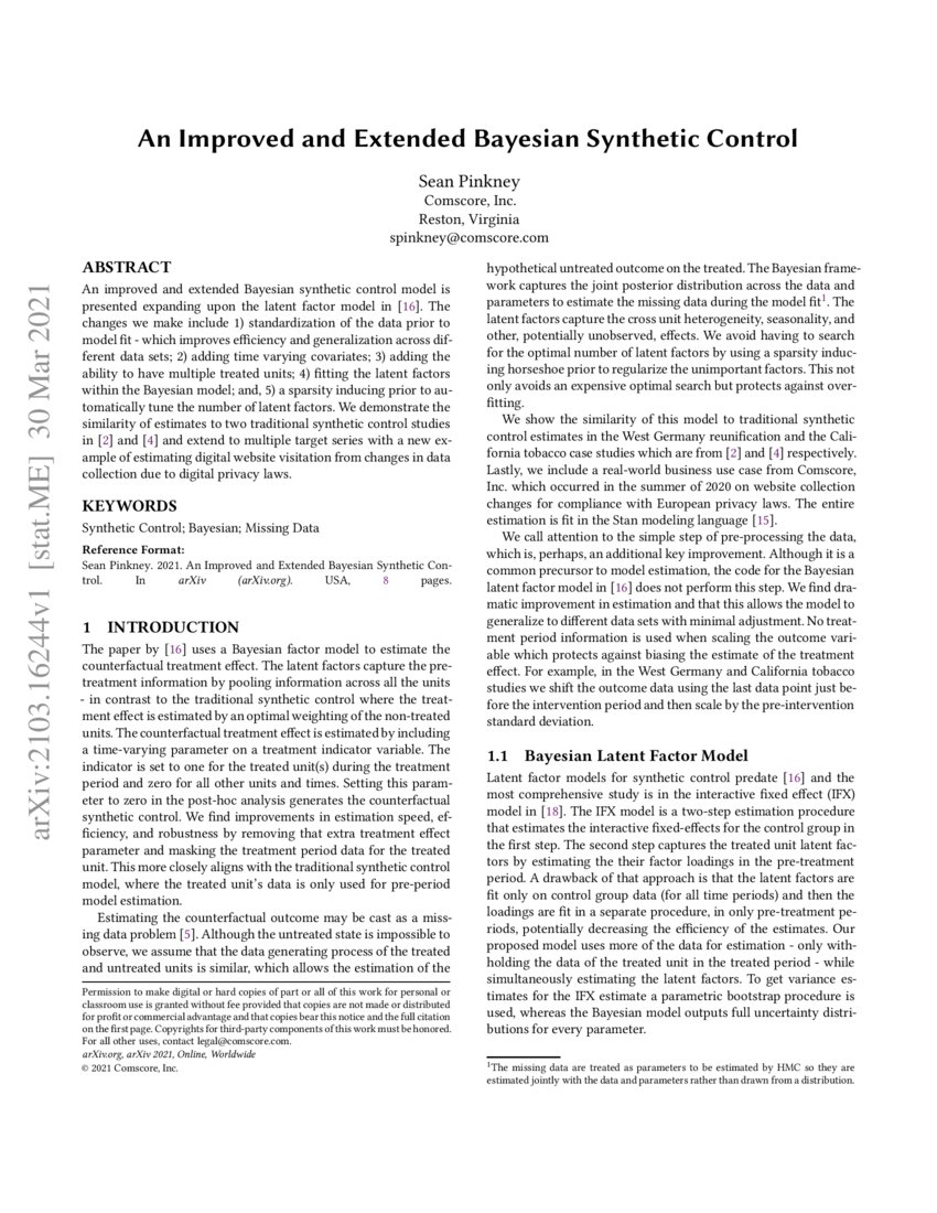 An Improved And Extended Bayesian Synthetic Control Deepai