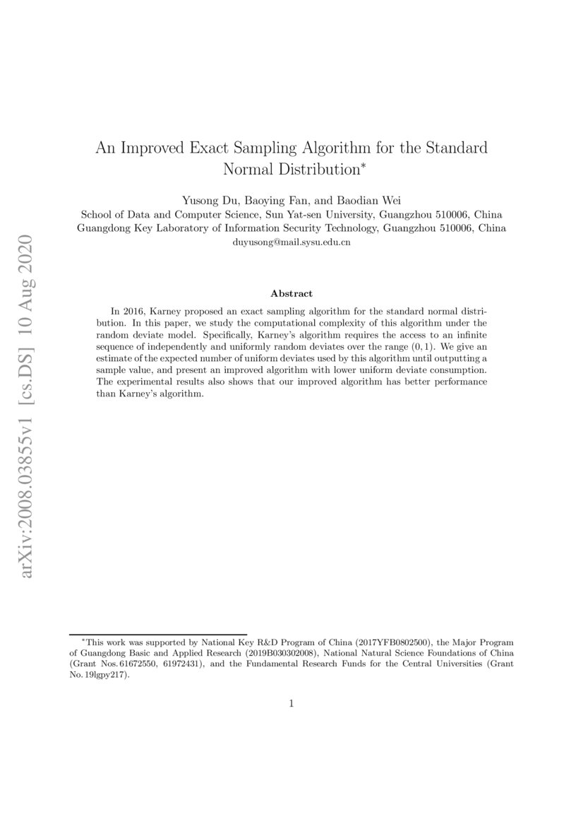 An Improved Exact Sampling Algorithm For The Standard Normal 7980