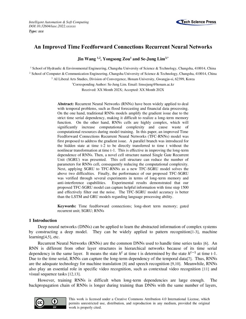 An Improved Time Feedforward Connections Recurrent Neural Networks Deepai
