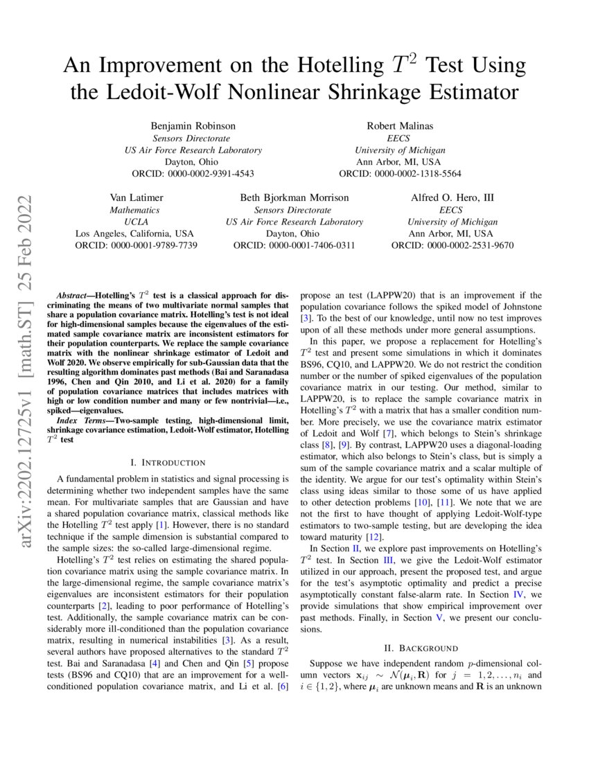 An Improvement on the Hotelling T^2 Test Using the Ledoit-Wolf ...