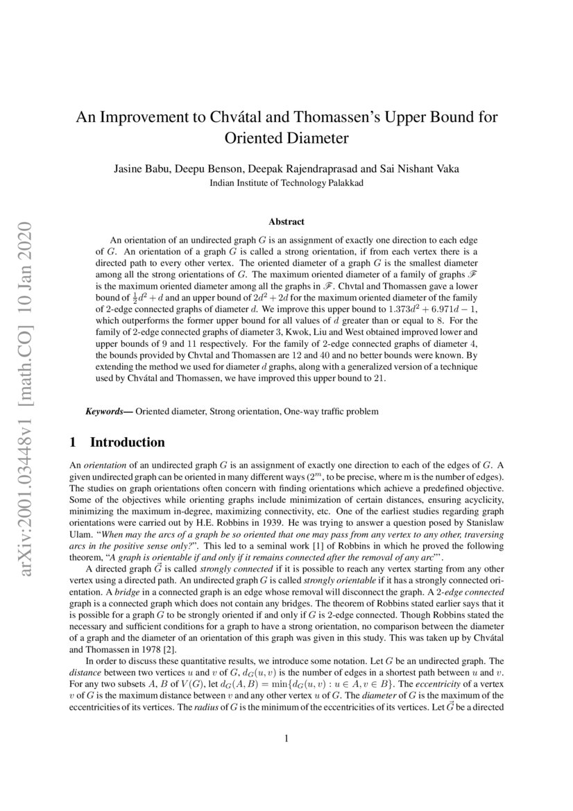 An Improvement to Chvátal and Thomassen's Upper Bound for Oriented ...