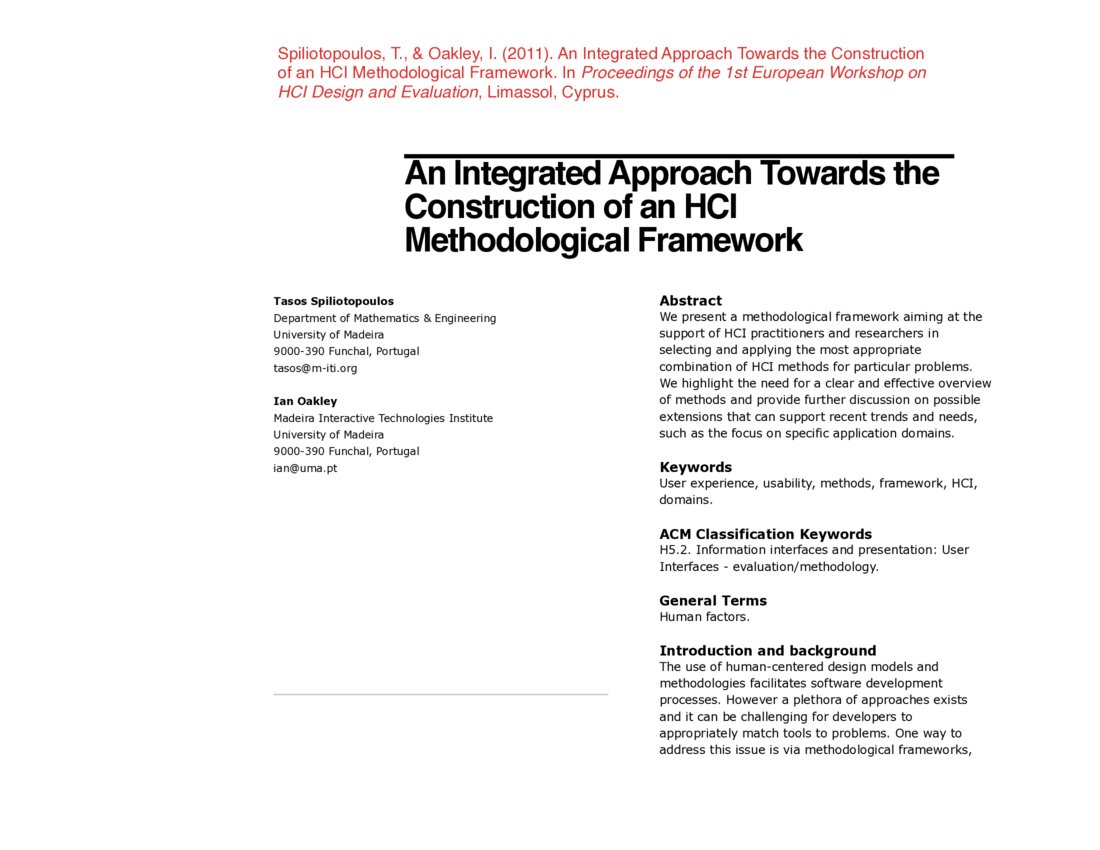 An Integrated Approach Towards the Construction of an HCI ...