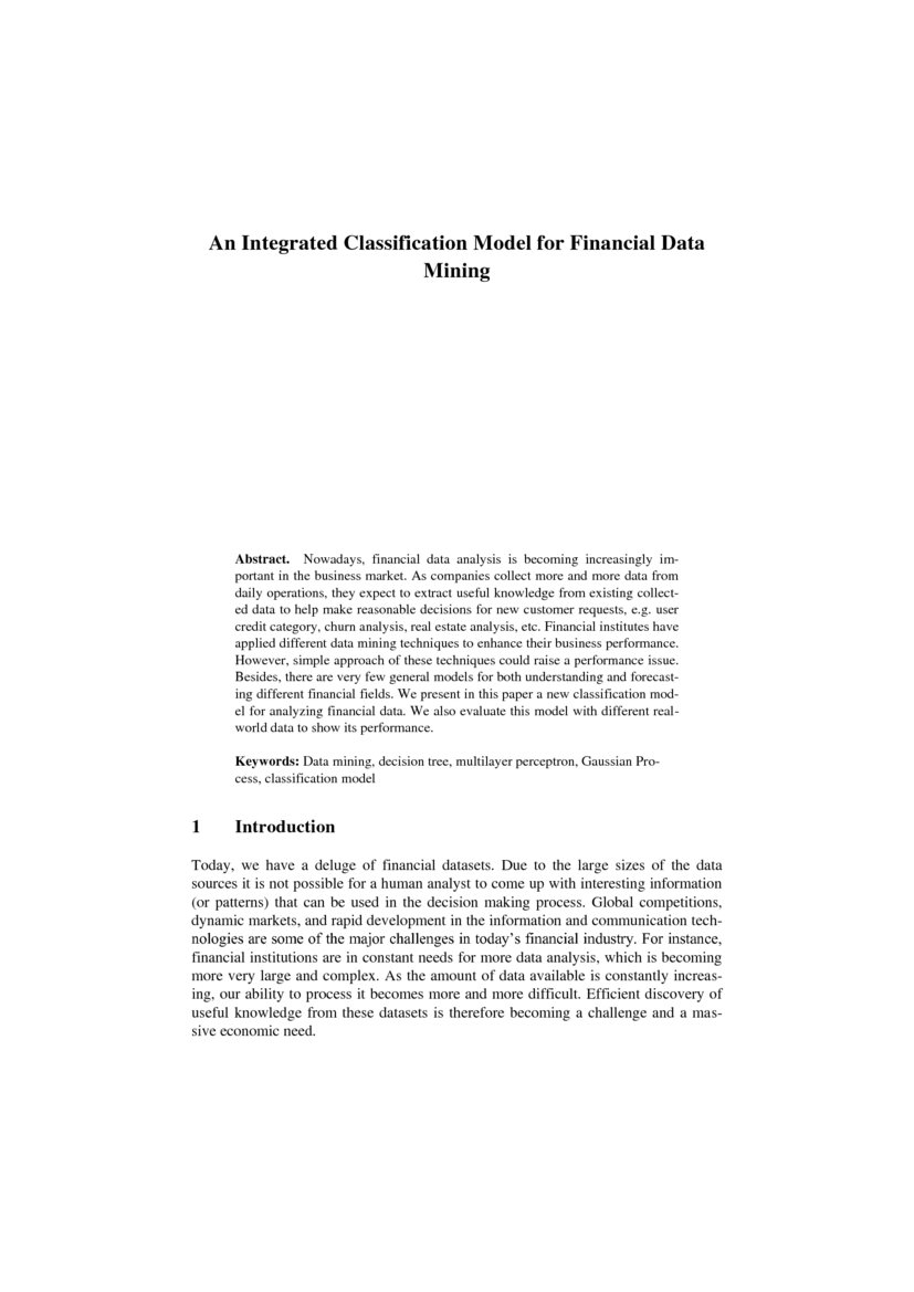 An Integrated Classification Model for Financial Data Mining | DeepAI