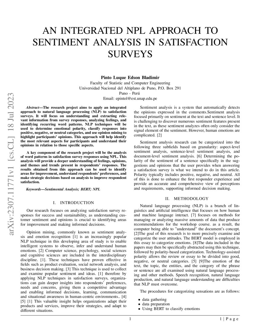 an integrated npl approach to sentiment analysis in satisfaction ...